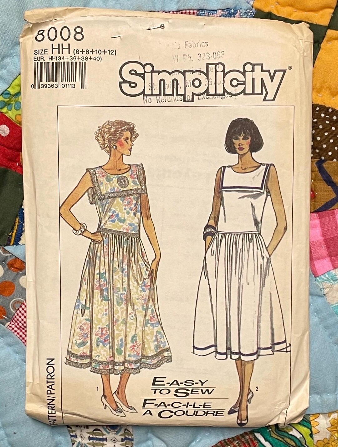 Vintage Fitted Drop Waist Dress Pattern, Simplicity 8008, UNCUT - Etsy