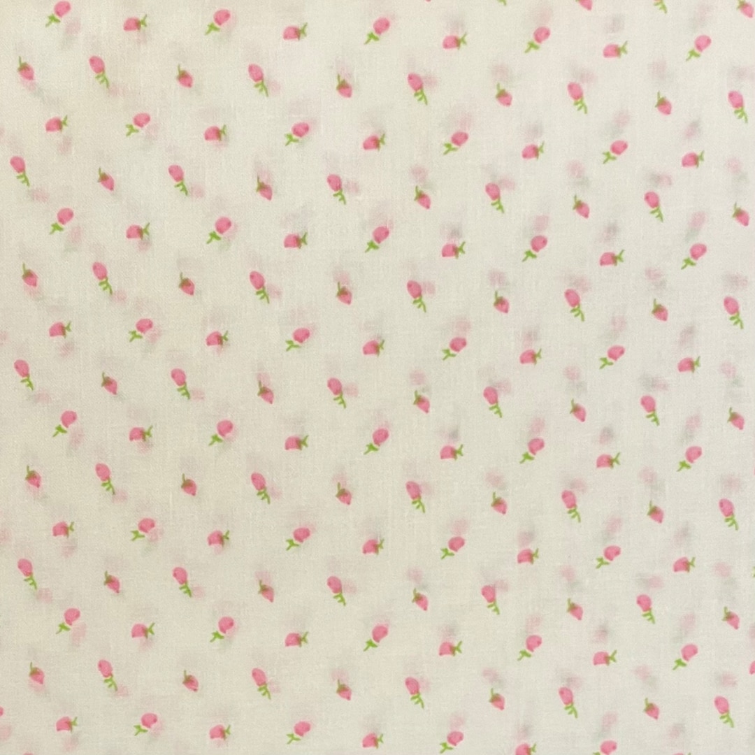 Sheer Pink Rosebud on White Cotton Fabric, Floral - Etsy