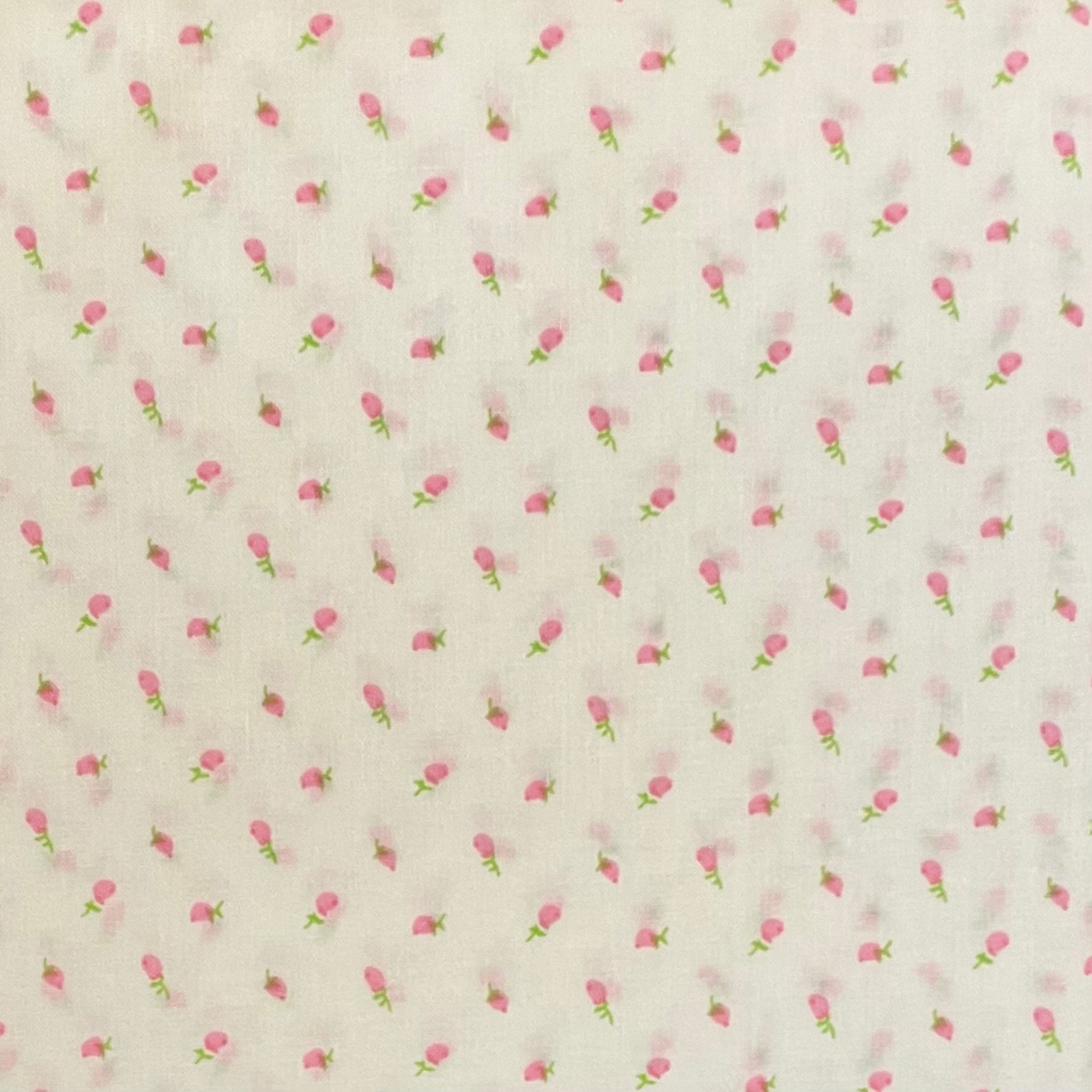 Sheer Pink Rosebud on White Cotton Fabric, Floral - Etsy