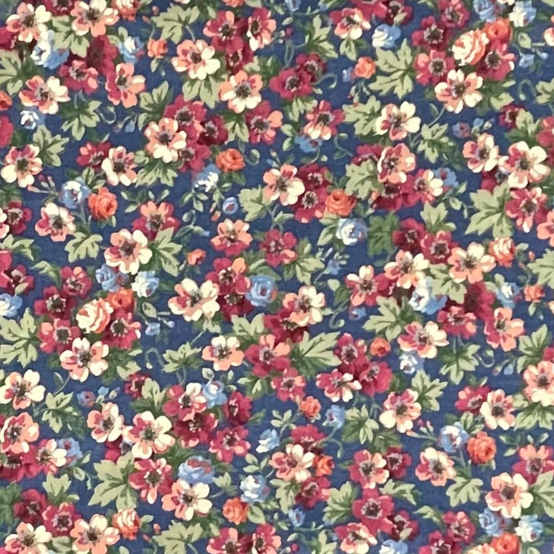 Vintage Pink and Blue Calico Fabric, Floral, Concord Fabrics - Etsy