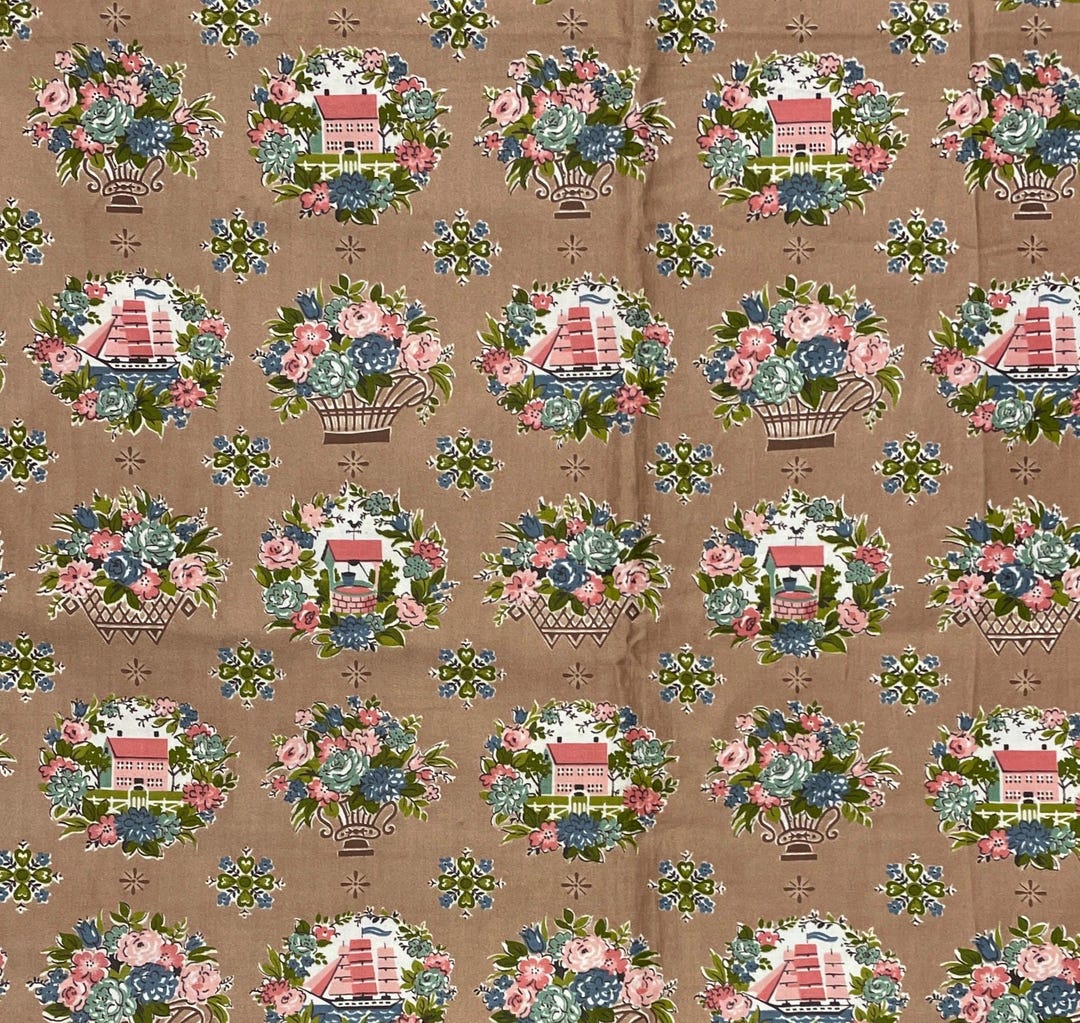 Vintage Colonial Times Cotton Fabric, Kitchen, Kitschy, Waverly - Etsy