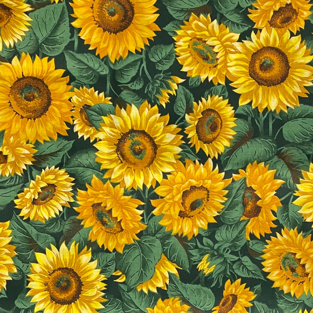 Sunflower Cotton Fabric, Joan Messmire, Cranston Print Works - Etsy