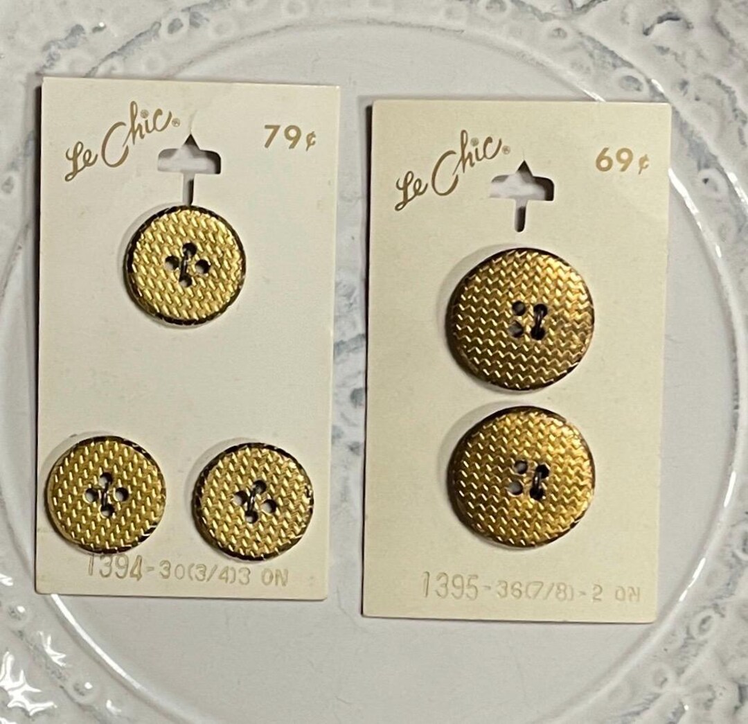 Vintage Gold Metal Buttons on Original Card, Fabric Mate - Etsy