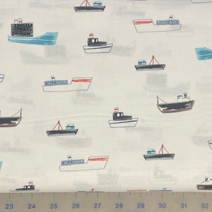100% Cotton Boat Theme Fabric by the Yard, Summer Vacation, Seashore ...