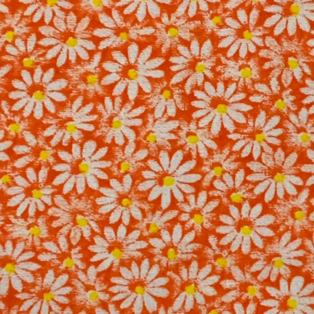 100% Cotton Orange Daisy Fabric by the Yard, Calico, Crazy Daisy ...