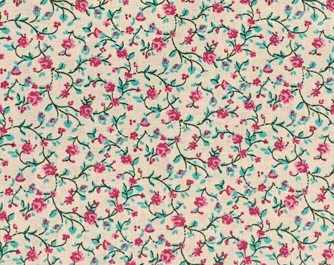 100% Cotton Pink Rose Fabric, Small Print Calico, Floral, Rosebud - Etsy