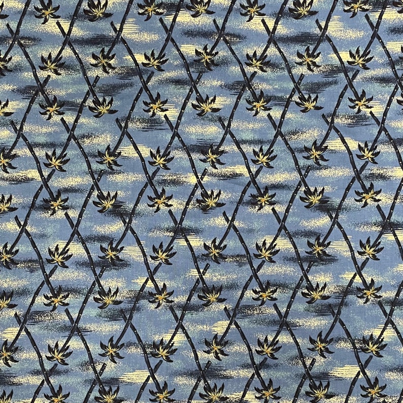 Blue Tropical Floral Fabric Large Print Hawaiian Fabri - Etsy