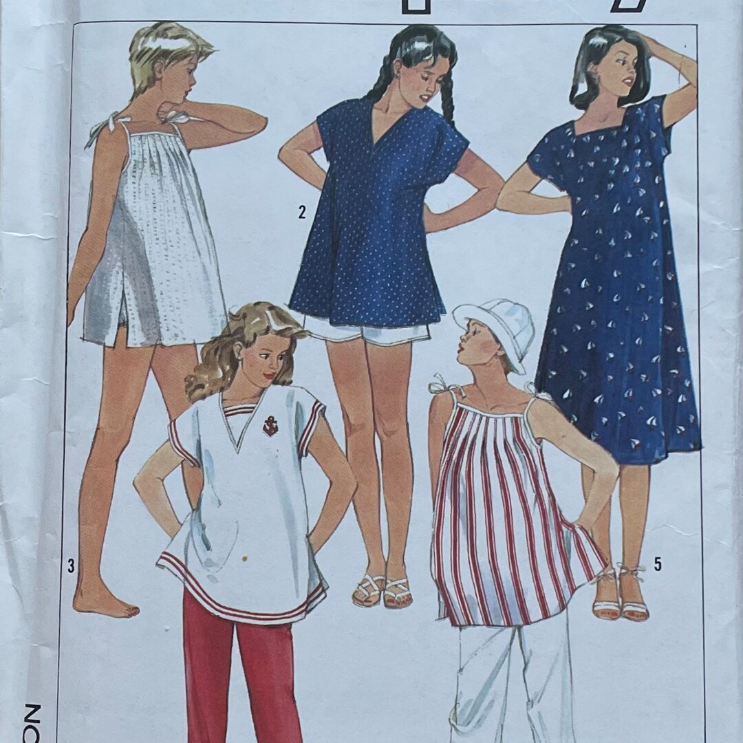 Vintage Maternity Dress, Top, Pants and Shorts Pattern, Simplicity 7438 ...