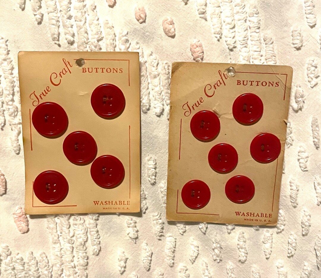 Vintage Red Buttons on Original Cards, True Craft Buttons, Made in USA ...