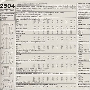 Misses Unlined Jacket Pattern, Simplicity 2504, UNCUT - Etsy