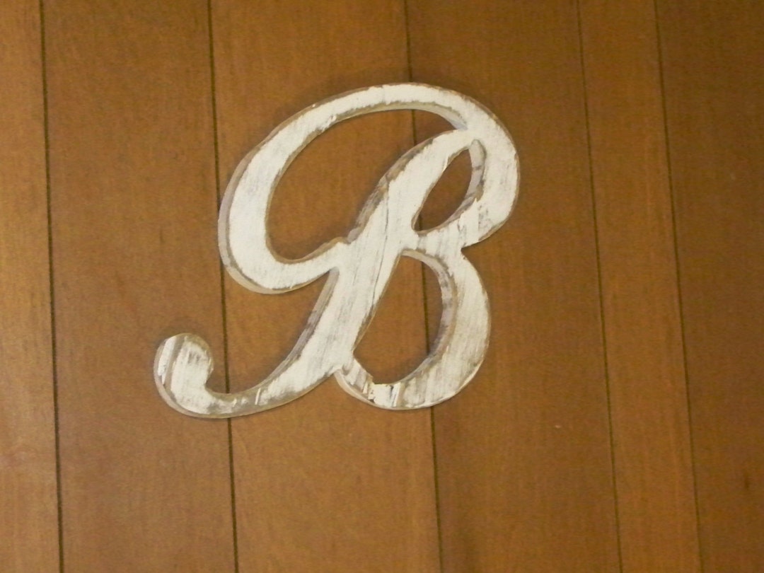 Shabby Wood Letter B Script Distressed 12 Inch Rustic Wall Decor Choice ...