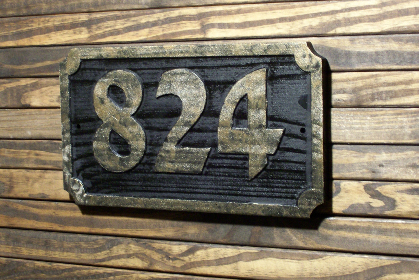 Carved Address Sign Antique Brass Finished Wood Hand Painted - Etsy