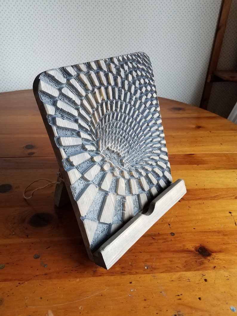 IPad Stand Optical Illusion 3-D Carved Wood Charging Dock - Etsy