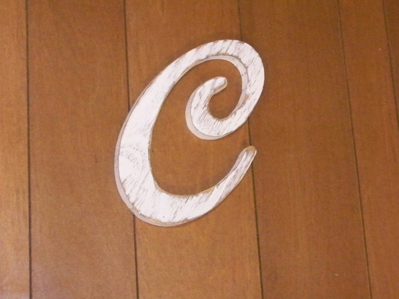 Shabby Letter C Script Distressed 12 Inch Wood Rustic Wall - Etsy