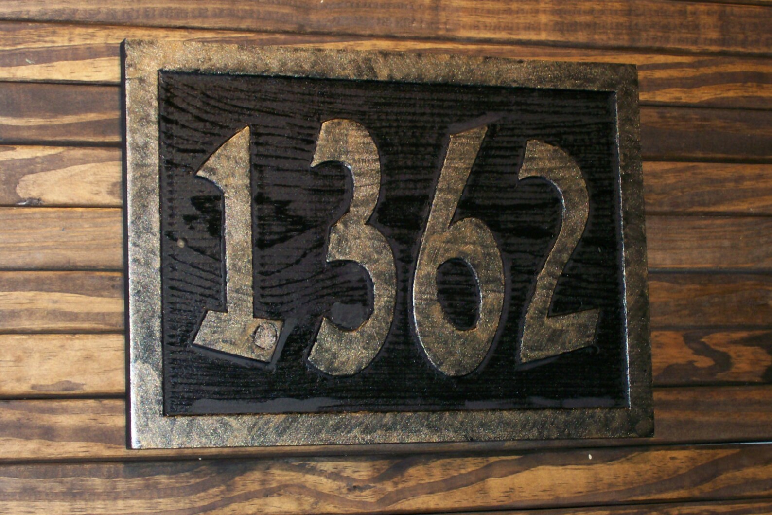 Carved Address Number Sign Brass Finished Wood Hand Painted - Etsy