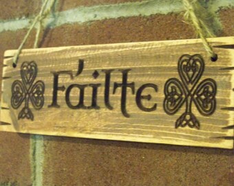 Failte Sign Free Shipping Carved Gaelic Distressed Wood - Etsy