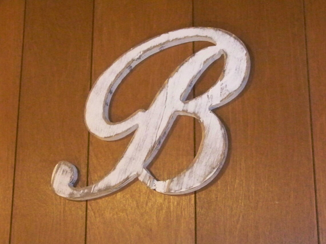 Shabby Wood Letter B Script Distressed 12 Inch Rustic Wall - Etsy