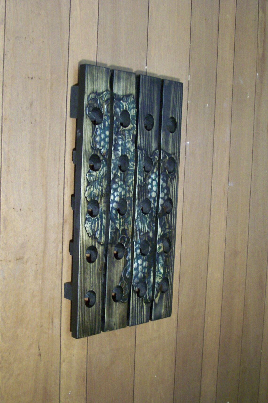 Wood Wine Rack With Bas Relief Carved Grapevines. One of a Kind! - Etsy