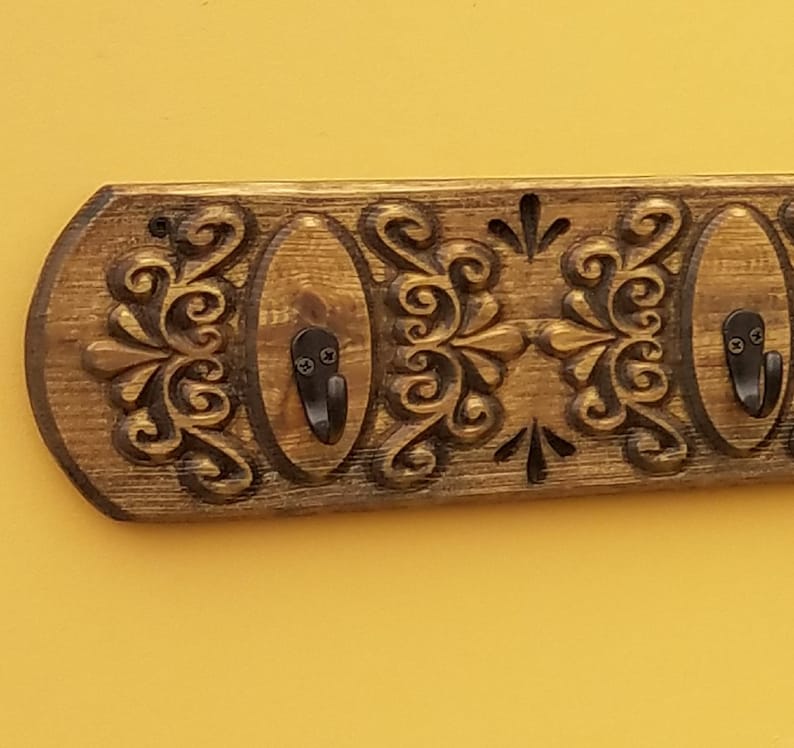 Coat Rack Wood Wall Mount Carved Fancy French Scroll Work | Etsy