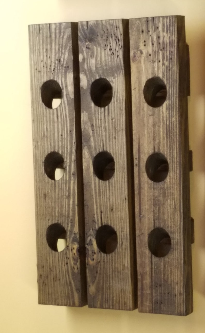Wood Wine Rack Wall Hanging Distressed Wine Riddling Rack 9 | Etsy
