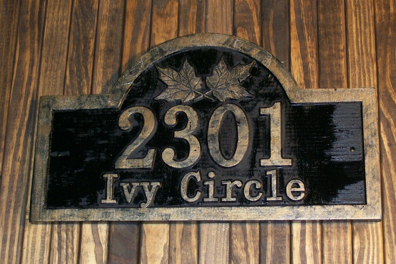 Custom Carved Address Sign With Maple Leaves - Etsy