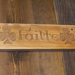 Failte Sign Carved Free Shipping Gaelic Distressed Wood Welcome Entry ...