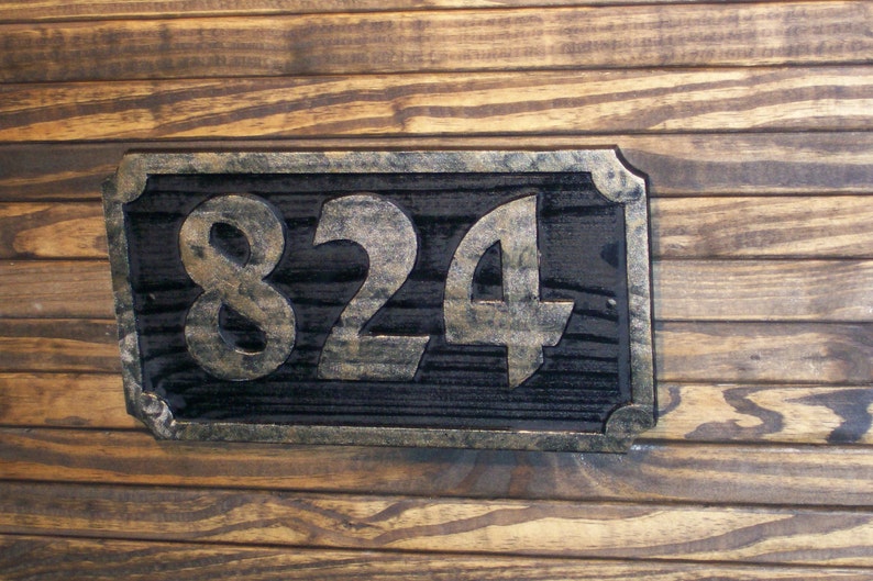 Carved Address Sign Antique Brass Finished Wood Hand Painted - Etsy