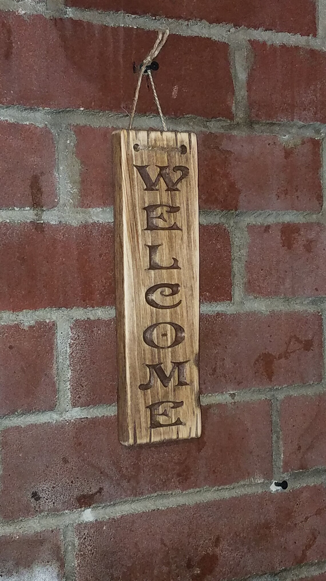 Welcome Sign Carved Wood Distressed Reclaimed Plaque Vertical - Etsy