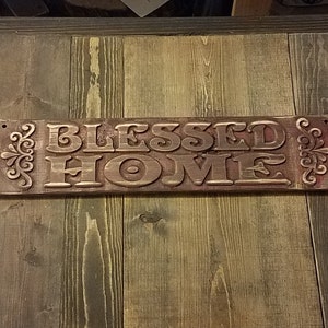 Blessed Home Sign Carved Wood Distressed Faded Shabby Sign - Etsy
