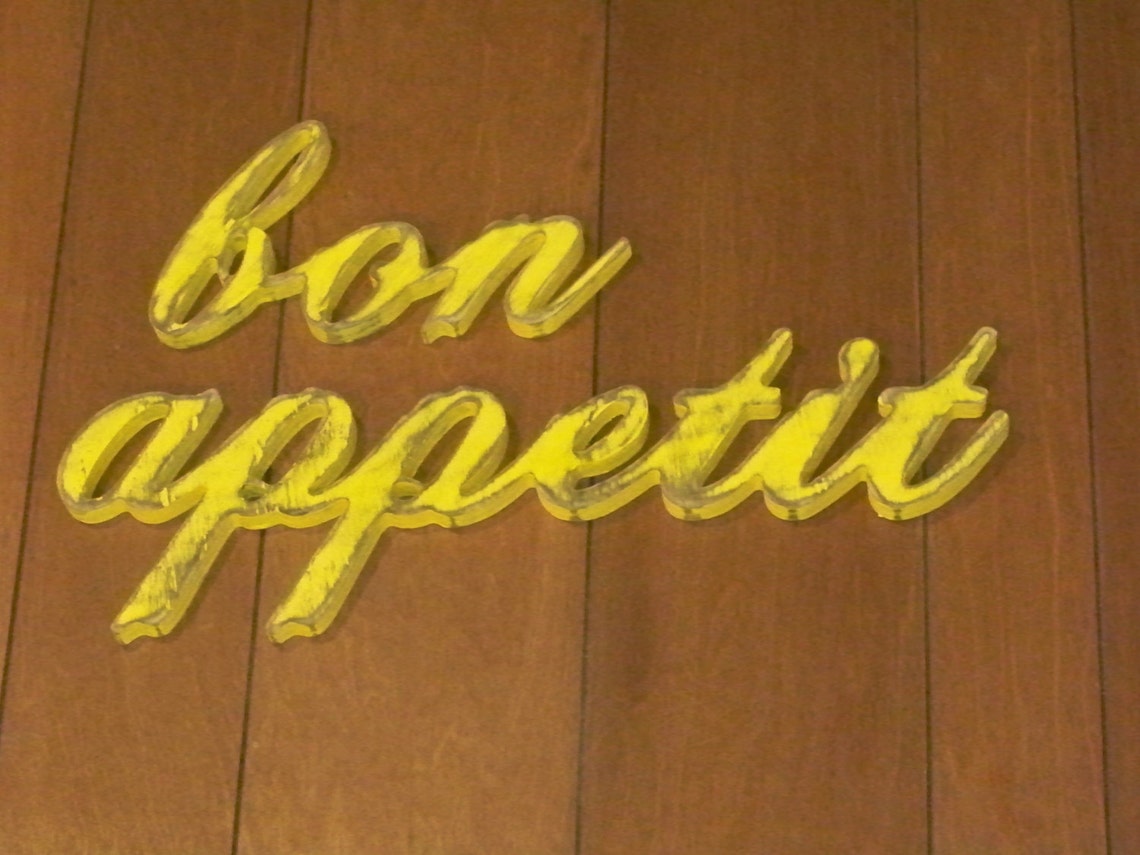 Bon Appetit Sign Wood Wall Decor | Etsy