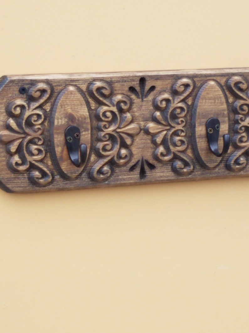 Coat Rack Wood Wall Mount Carved Fancy French Scroll Work | Etsy