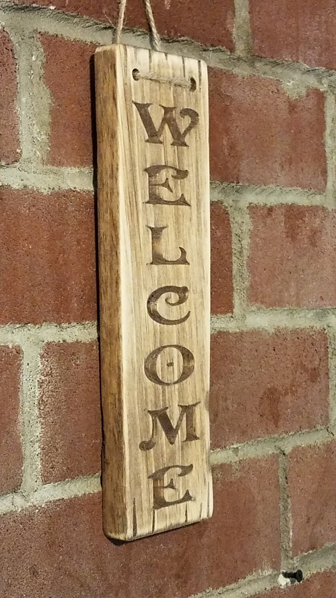Welcome Sign Carved Wood Distressed Reclaimed Plaque Vertical - Etsy