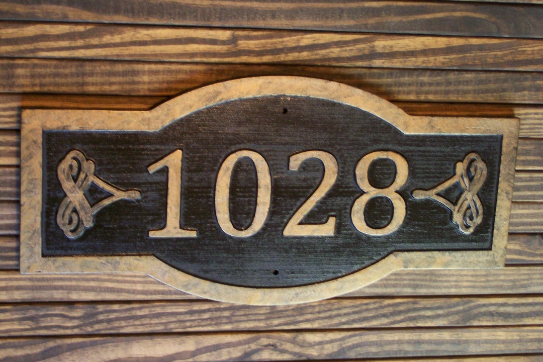Custom Carved Address Sign Large Antique Brass-finished - Etsy