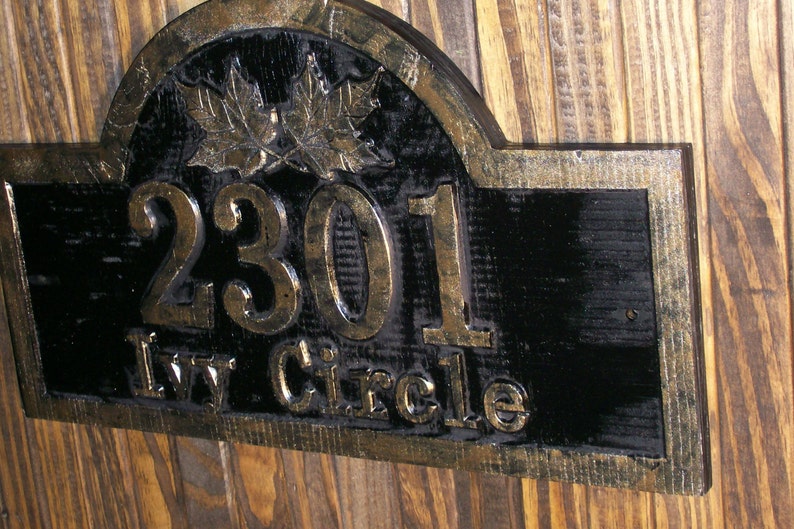Custom Carved Address Sign With Maple Leaves - Etsy
