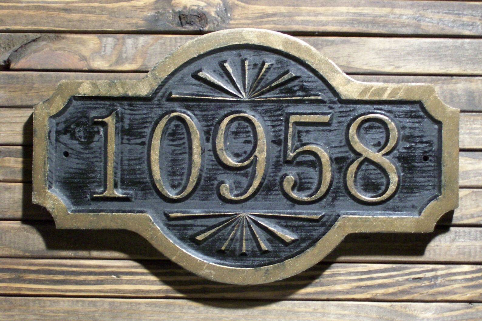 Address Sign Antique Brass Finished Double Arch Custom Carved | Etsy