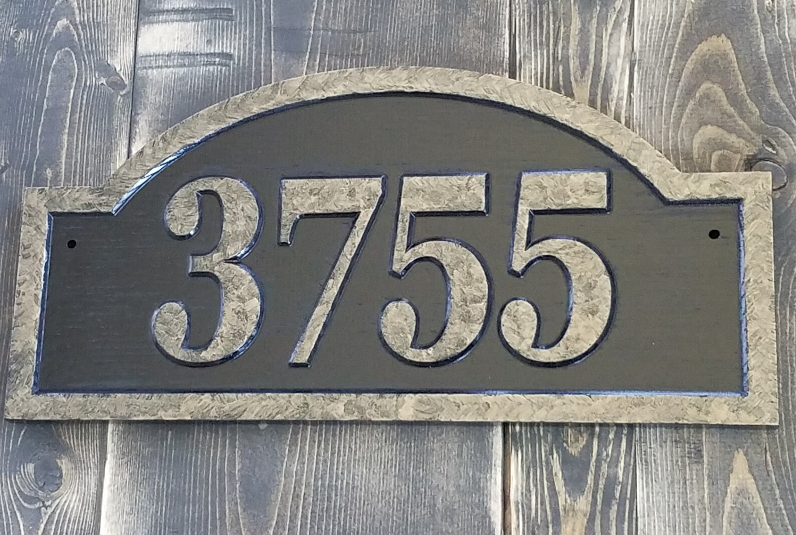 Custom Carved Wooden Address Plaque With Antique Brass Finish and Large ...
