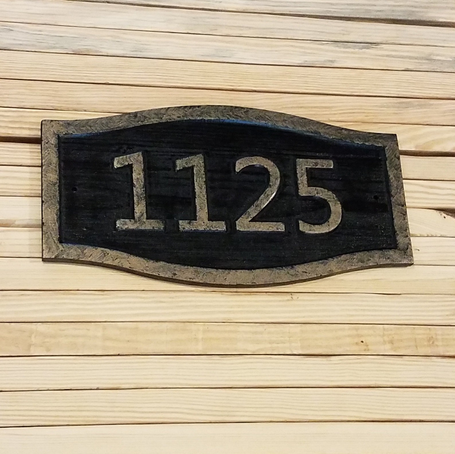 House Numbers Custom Carved Sign Wood With Brass Finish - Etsy