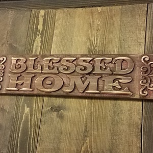 Blessed Home Sign Carved Wood Distressed Faded Shabby Sign - Etsy