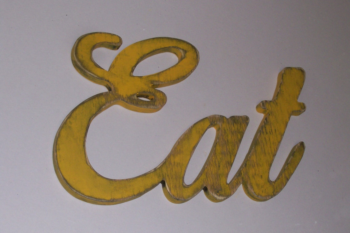 Wood eat Sign Kitchen Decor Distressed | Etsy