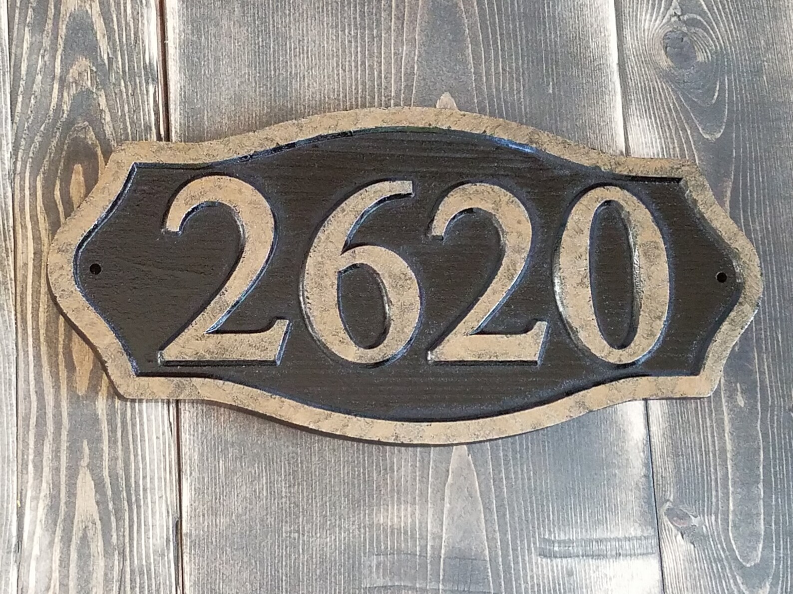 Carved Sign Address Plaque Wood, Brass Finish House Numbers - Etsy