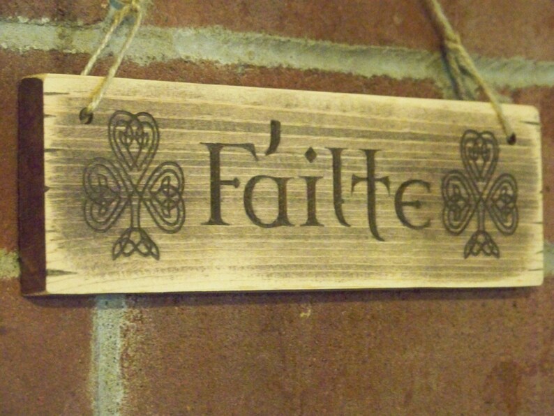 Carved Gaelic Failte Sign Free Shipping Distressed Wood | Etsy