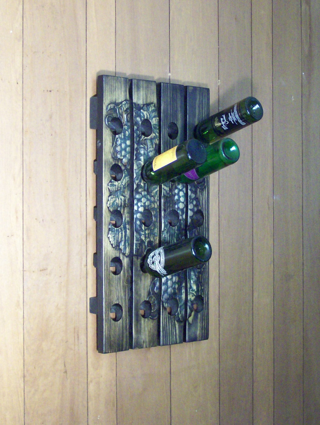 Wood Wine Rack With Bas Relief Carved Grapevines. One of a Kind! - Etsy