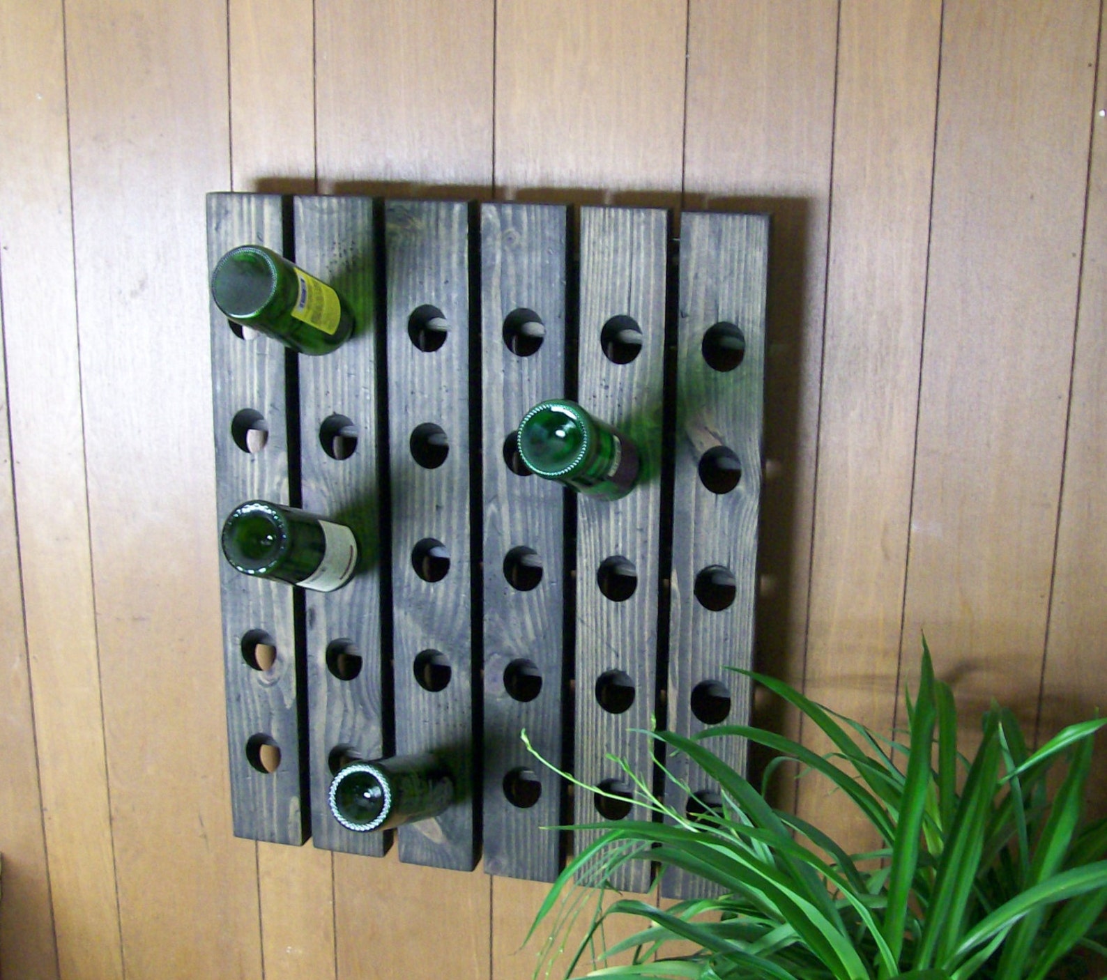 Distressed Wine Riddling Rack Wood Wall Hanging Winerack Ebony | Etsy