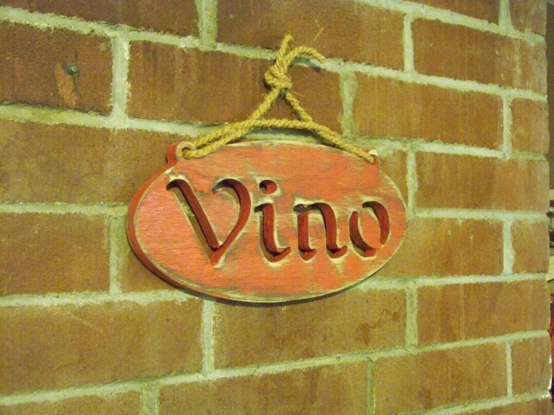 Vino Sign Distressed Wood Wall Hanging Sign Wine Decor - Etsy España