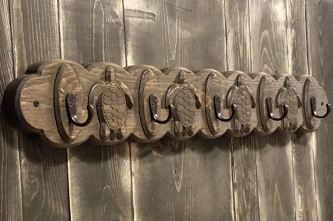 Coat Rack Carved Sea Turtles Beach Decor - Etsy