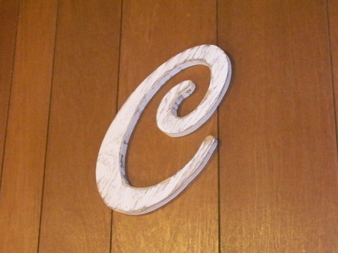 Shabby Letter C Script Distressed 12 Inch Wood Rustic Wall Decor Choice ...