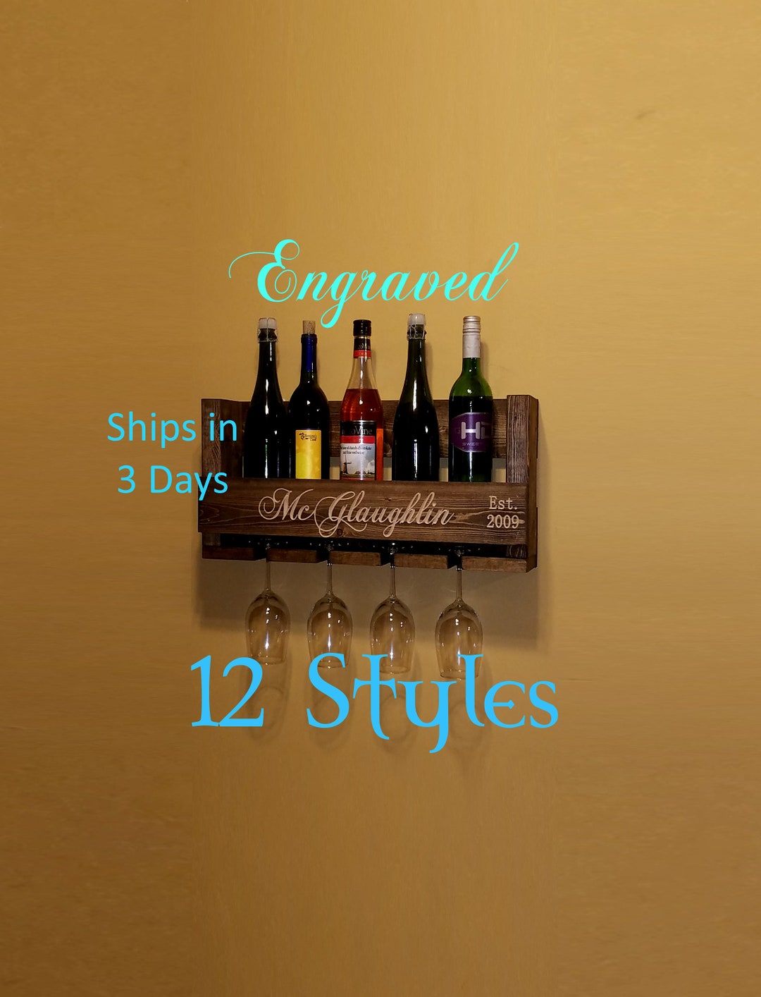 Wood Wine Rack Wedding Gift. Engraved Name and Date, This Personalized ...