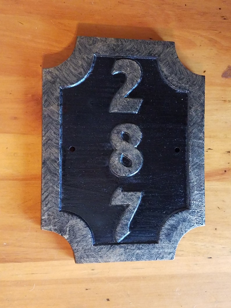 House Numbers Sign Custom Address Sign Carved Wood, Hand Painted Brass ...