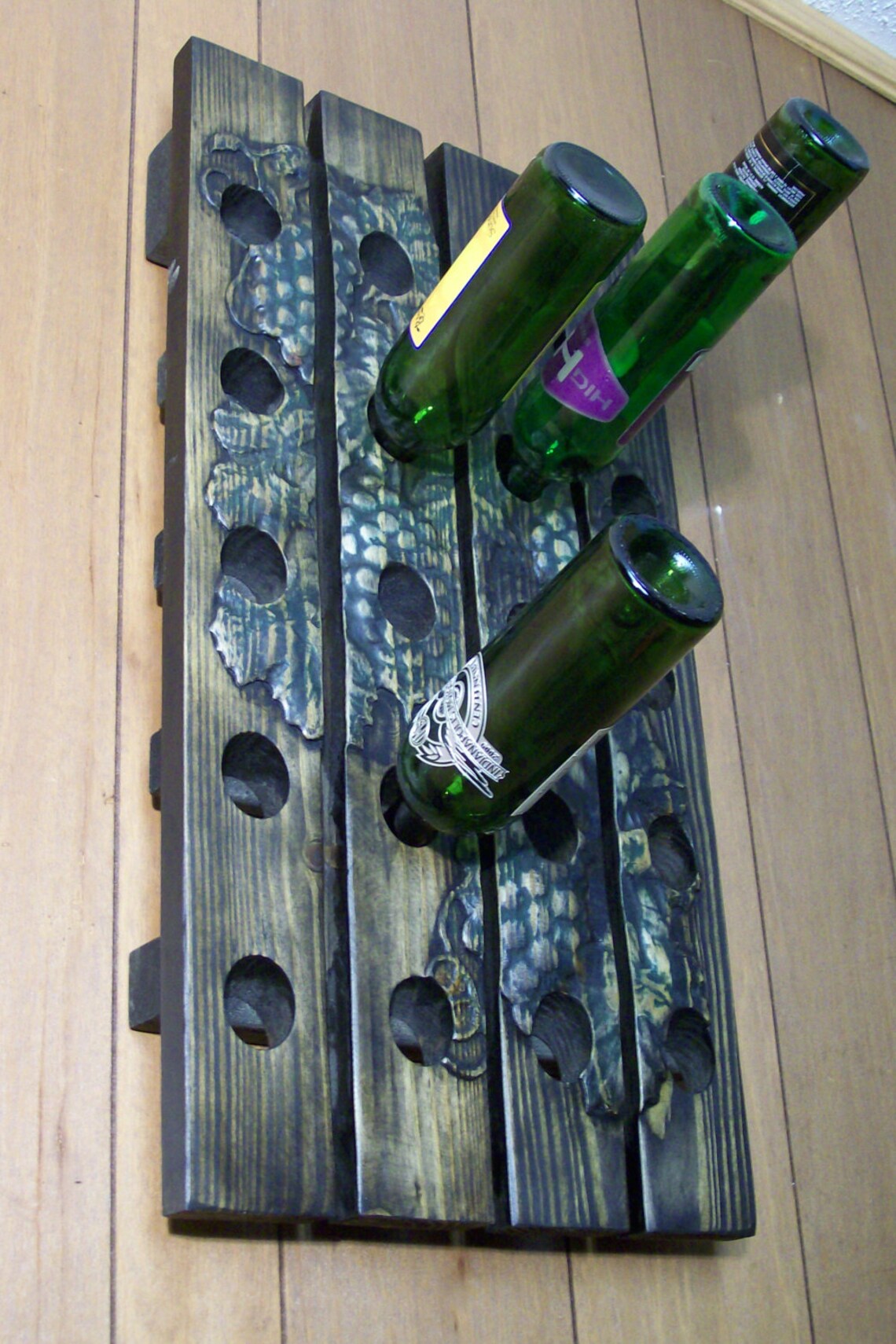 Wood Wine Rack With Bas Relief Carved Grapevines. One of a Kind! - Etsy