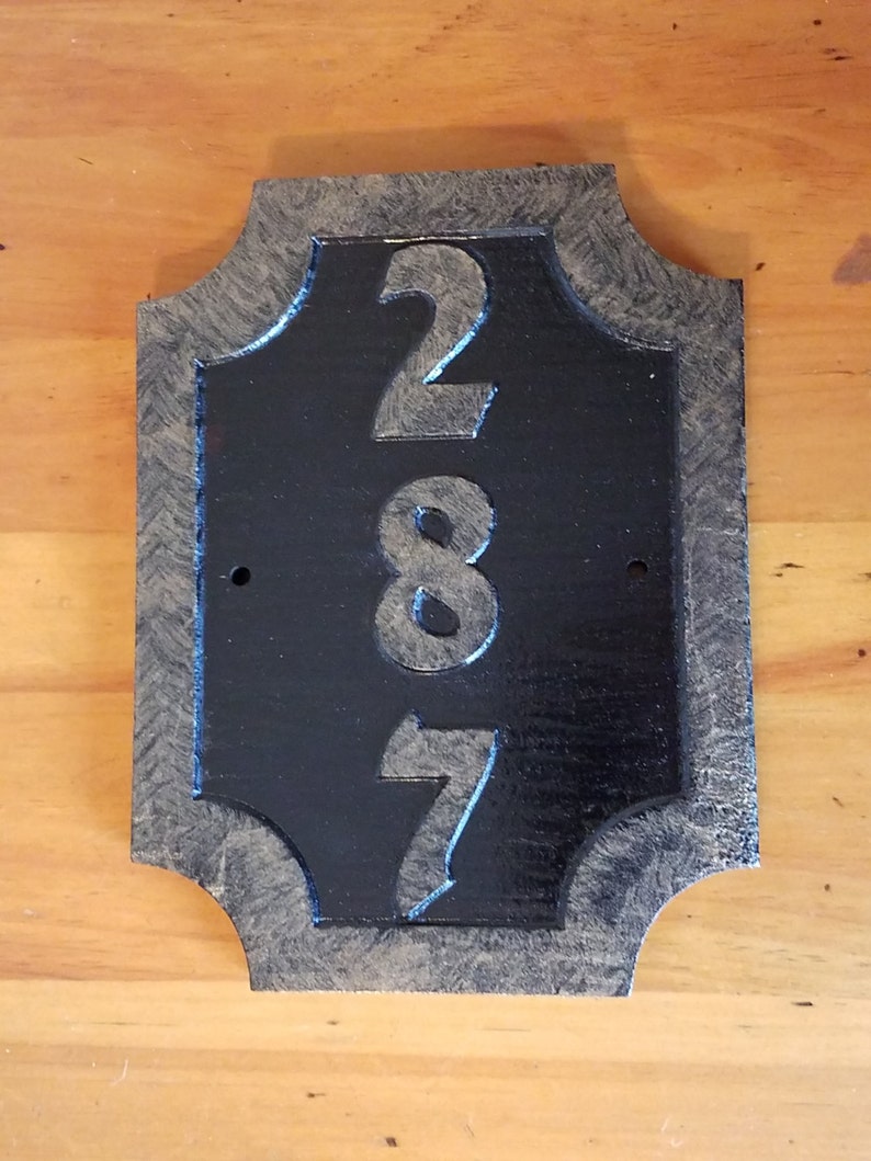 House Numbers Sign Custom Address Sign Carved Wood, Hand Painted Brass ...